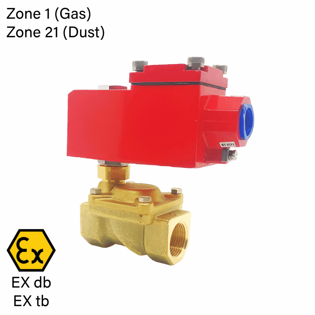 Ex db (flameproof) Brass 2 way 0.15 - 10 Bar Solenoid Valve | V-Flow ...